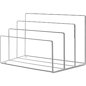 KTRIO Acrylic File Holder 3 Sections, File Organizer for Desk Clear Desk Organizer File Sorter File Folder Holder Mail Organizer Letter Holder for Envelopes, Mail, Electronics