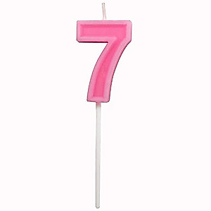 Multicolor Happy Birthday Numeral Candles Number 7 Cake Cupcake Topper Decoration for Adults/Kids Theme Party/Wedding/Memorial Day -Pink Number 7