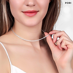 PORI JEWELERS Sterling Silver Italian 2.5mm Solid Franco Square Box Link Chain Necklace - (Silver, 18)