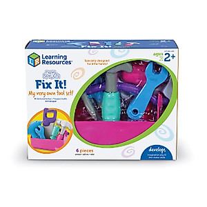 Learning Resources New Sprouts Fix It!, Pink Pretend Play Toy Tool Set for Toddlers, Develops Fine Motor Skills with Imaginative Construction Tools, Gift for Boys and Girls, 6 Pieces, Ages 2+