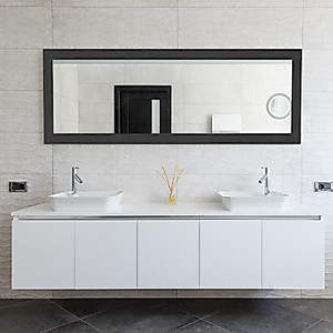 LONGKING Premium 10M Black Wood Grain Peel and Stick Mirror Border Wall Decal: Waterproof PVC Wallpaper Sticker for Kitchen & Bathroom, 393x4.2 in