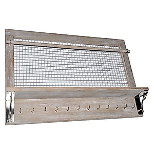 Spiretro White Jewelry Organizer, Wall Mount Jewelry Holder Rack with Hooks Shelf and Removable Rod Hanging Display Earrings Necklaces Bracelets Rings Storage Accessories Wood