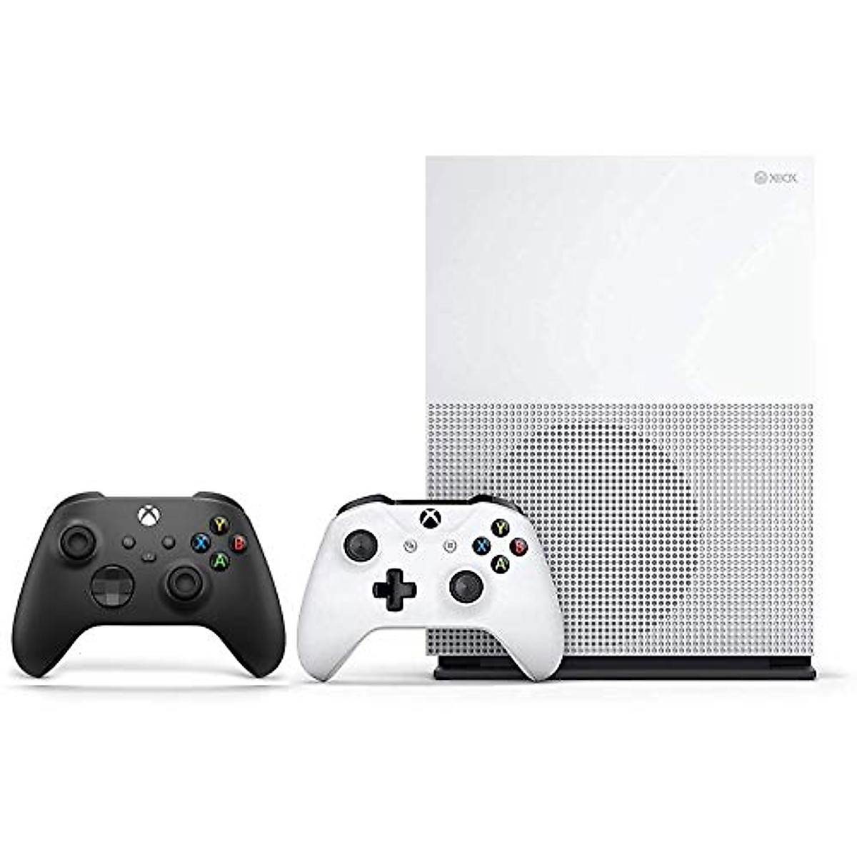Microsoft Classic Original Xbox One S 1TB HDD with 4K Blu-ray DVD Reader, Two Wireless Controllers Black and White Included,1-Month Game Pass Trial, 14-Day Xbox Live Gold + AllyFlex Sports Cup Mat