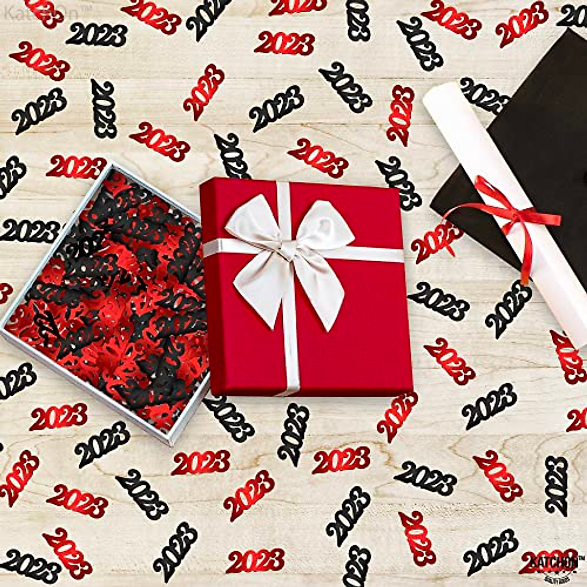 Black and Red Graduation Confetti 2023 - Pack 1.8 Ounce | 2023 Confetti for Red and Black Graduation Decorations 2023 | Class of 2023 Decorations Red and Black | Graduation Party Decorations 2023