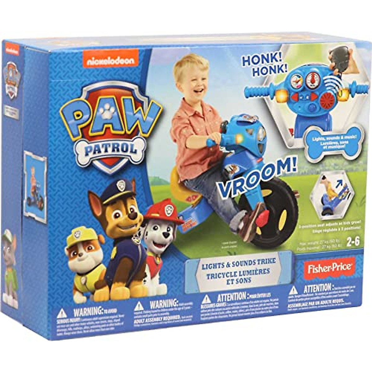 Fisher-Price PAW Patrol Toddler Tricycle Lights & Sounds Trike Toy Bike with Handlebar Grips & Storage for Preschool Kids Ages 2+ Years