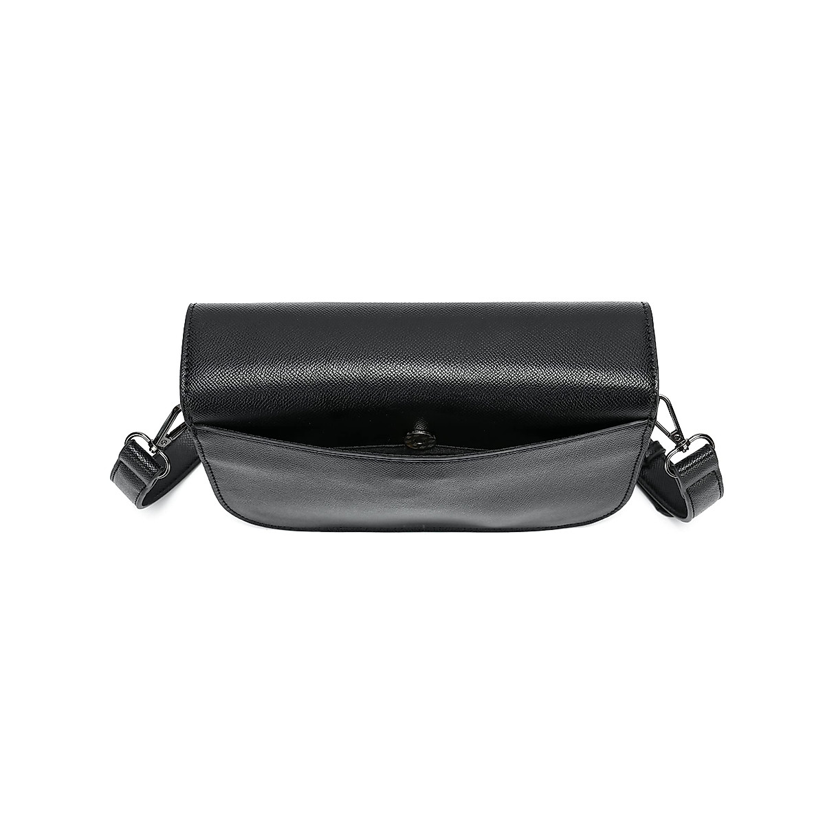 Daisy Rose Cross Body Bag with Magnet Closure - PU Vegan Leather Shoulder Bag - BLACK