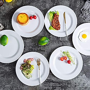 Melamine Dinner Plates Set - 10 3/4 Inch White Melamne Plates, 6pcs Dinner Dishes Set for Everyday Use, Dishwasher Safe,Unbreakable,White