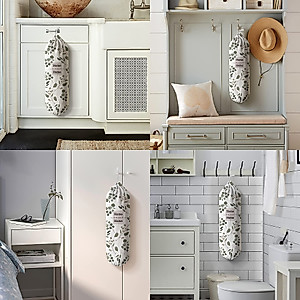 Hglian Grocery Bag Storage Dispenser,Wall Mount Plastic Bag Holder,Garbage Shopping Trash Bags Carrier Organizer,Eucalyptus Leaves Farmhouse Sweet Home Kitchen Decor,Gifts for Women Grandma Mom