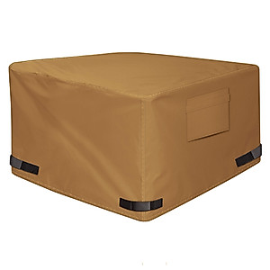 NEXCOVER Square Fire Pit Cover - Waterproof 600D Heavy Duty Fabric with PVC Coating, Fits Square Outdoor Fire Pit or Table 44”L x 44"W, Fade & Weather Resistant Cover, Brown.
