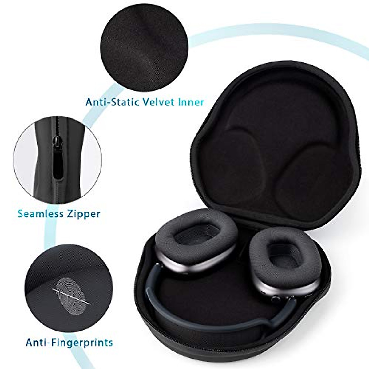 SAMYERLEN Smart Case for AirPods Max Headphones with Sleep Mode Function, Protective Hard Shell Travel Carrying Bag with Cable Storage, Compact Design Storage Accessories for Apple AirPods Max