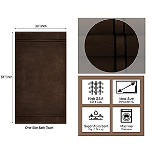 COTTON CRAFT Ultra Soft Oversized Bath Towels - 4 Pack Extra Large Bath Towels - 30x54 - Absorbent Everyday Luxury Hotel Spa Gym Shower Beach Pool Camp Dorm - 100% Cotton - Easy Care - Chocolate Brown