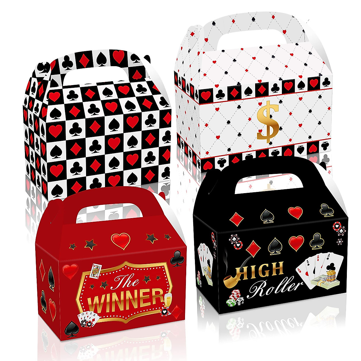 NA 12 Packs Poker Party Goodie Gift Boxes Casino Night Poker Game Theme Party Time Gift Boxes with handle for Birthday Party Decration Supplies