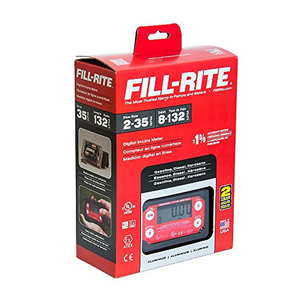 Fill-Rite TT10AB 2-35 GPM Inline Digital Turbine Fuel Meter,black/Red