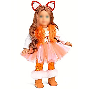 Sweet Dolly 18 Inches Doll Clothes Christmas Red Fox Costume Outfits Fit American 18 Inch Dolls