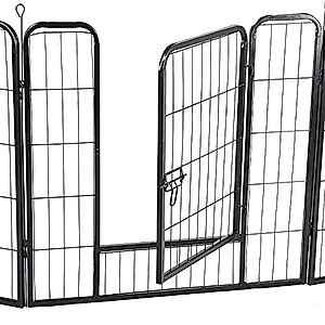 Yaheetech Foldable Pet Pen Playpen Play Yard - 32 inch 18 Panel Portable Small Animal Playpen Metal Exercise Barrier Fence w/Door Outdoor Indoor Black