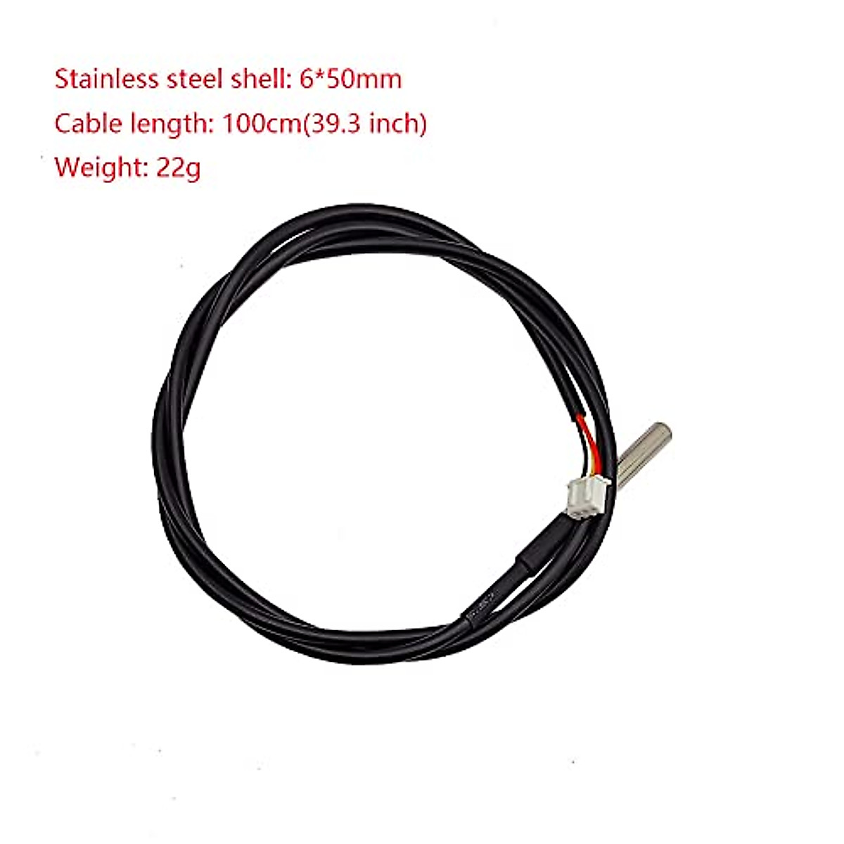 Haldzemo Waterproof 1M DS18B20 Temperature Sensor Digital Stainless Steel Tube Temp Probe 39.3" with XH2.54 Terminal Connector for Arduino (6 Pack)