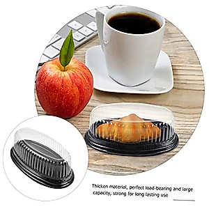 CALLARON 10pcs Packing Cake Box Plastic Cake Stand Miniature Holder Mini Muffin Cake Slice Container Moon Cake Box Individual Cupcake Holders Disposable Tray Gifts Cake Box Pies Cake Box