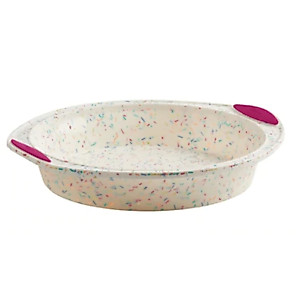 Trudeau Round Cake Pan 9"-White Confetti/Fuchsia -05118557