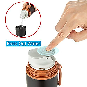 Insulated Water Bottle-Stainless Steel Vacuum Coffee Cup with Handle,Flask Double Walled Sport Travel Mug with Leakproof Lid,Keep Hot & Cold 12 Hours BPA Free 15oz(Black)