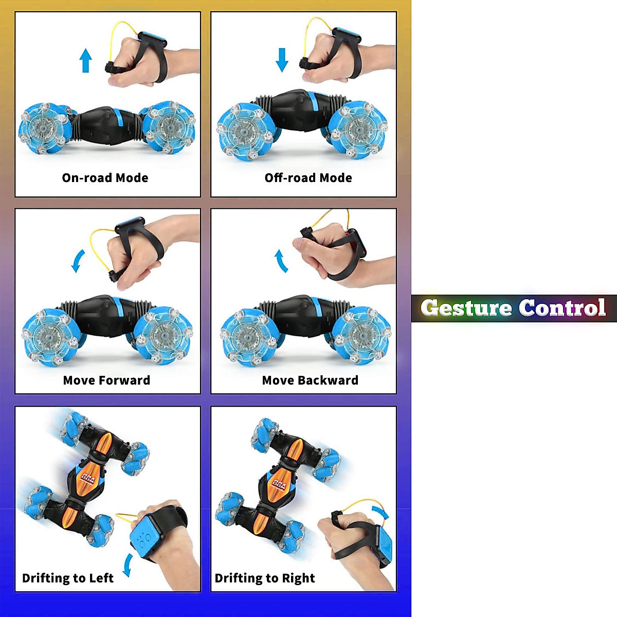 Remote Control Car,Gesture Sensing Car Hand Remote Controlled Car Stunt Crawler Double Sided Rotating 360 Rotating 2.4 GHz Remote Control Car Toy for Girls Boys