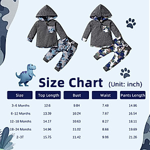 18-24 Month Boy Clothes Toddler Boys Long Sleeve Camouflage Dinosaur Pocket Hoodie Tops + Pants Fall Winter Outfit Set 2Pcs,Green Dinosaur 18-24 Months/100cm