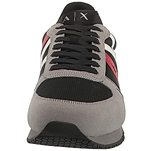 A|X ARMANI EXCHANGE Men's Retro Trainer Sneaker, Shark + Black, 12