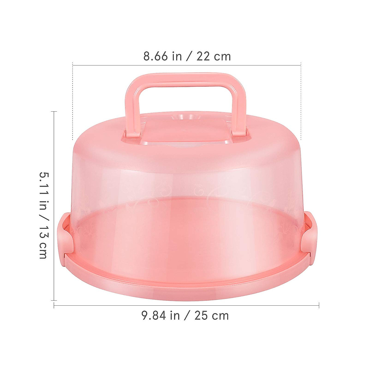 Cabilock Cake Stand Round Cake Carrier with Handle Dome Lids Dessert Carrier Handy Cupcake Holder Tray Clear Plastic Cake Pie Container Cake Box Serving Tray (Pink) Cake Holder