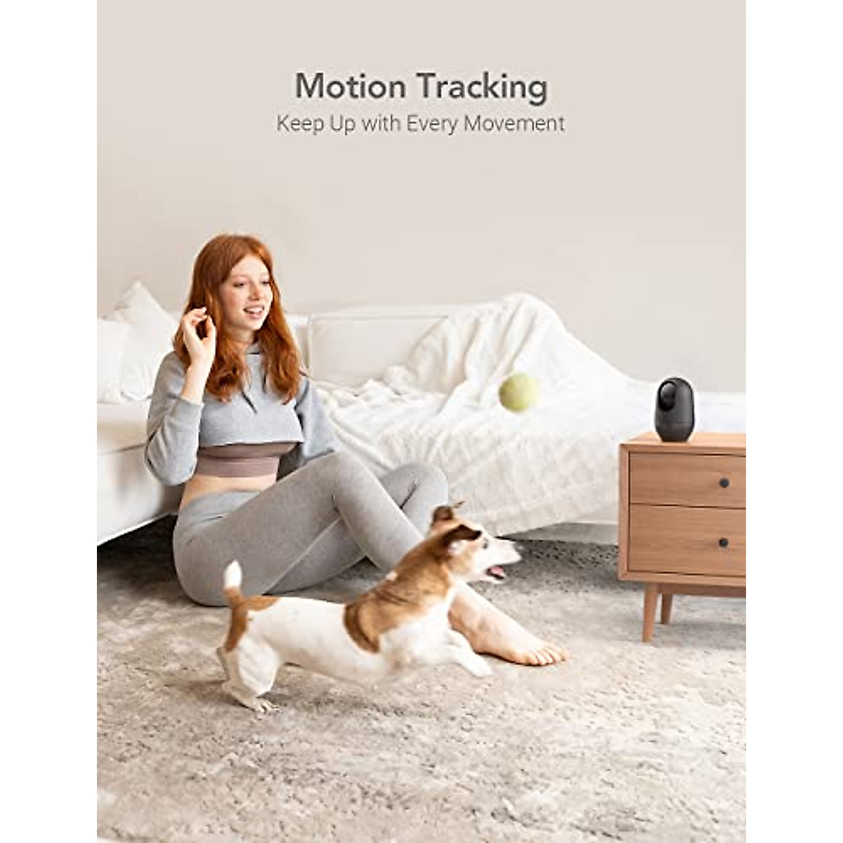 nooie Pet Camera 2K, 360°Pan/Tilt Wi-Fi Baby Monitor with Phone App, Indoor Security Camera, AI Motion Tracking, Night Vision, Two-Way Audio, Compatible with Alexa/Google Home