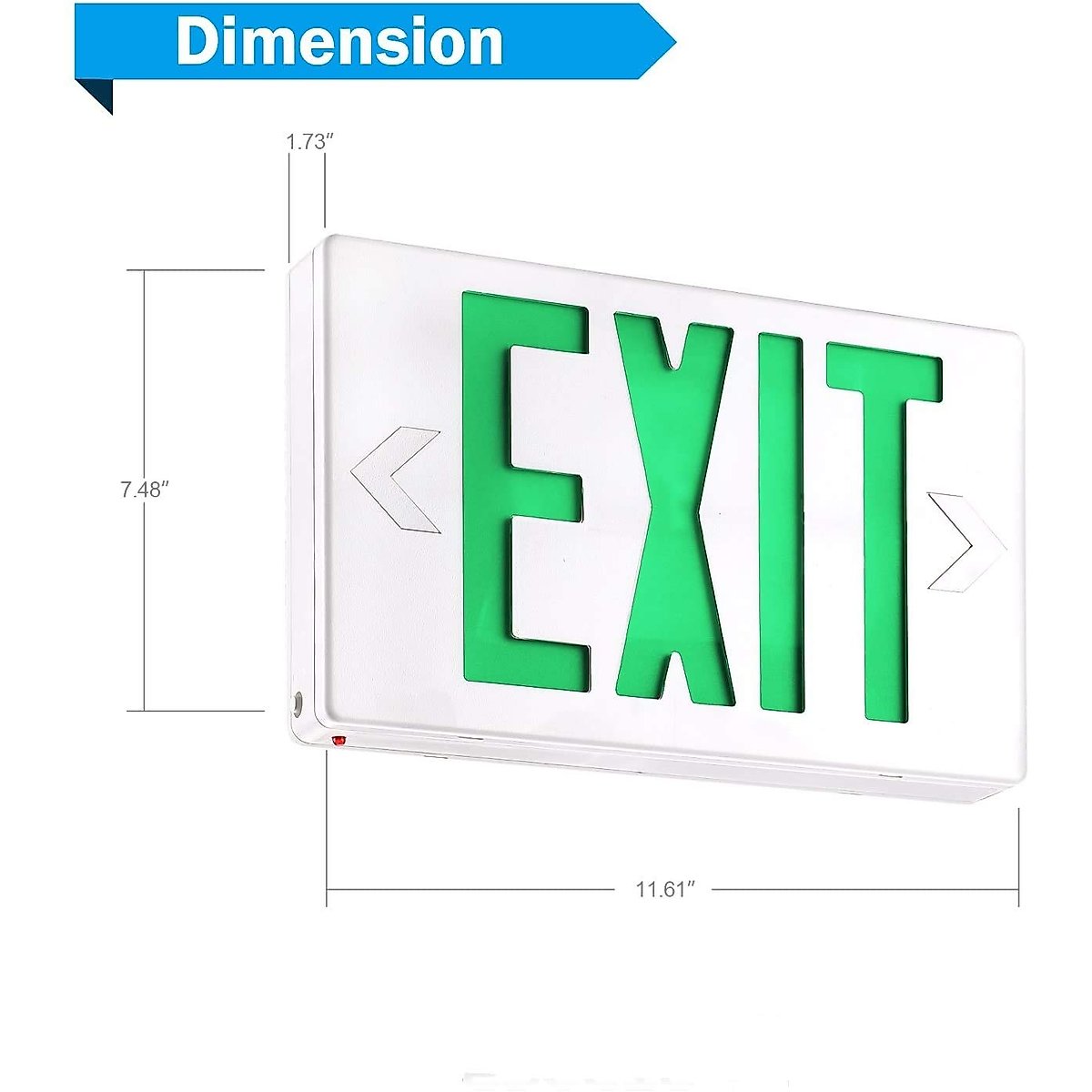 EXITLUX 2 Pack Green Led Emergency Exit Lights with Battery Backup-UL Listed 120/227VAC Double Face- Exit Sign with Emergency Lights-Plug in Emergency Battery Exit Lights.