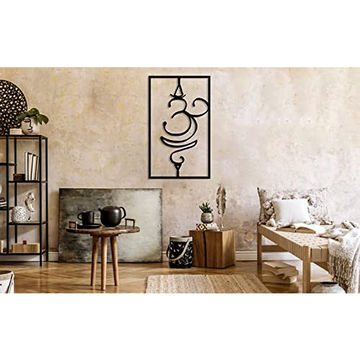 Breathe Sanskrit Symbol Metal Wall Decor, Om Yoga Symbol Wall Art, Yoga Meditation Home Decor, Zen Yoga Studio Decor, Yoga Lover Breathe Gift, Gift for Yoga Lovers (38.5 x 23.1” / 98 x 58 cm)