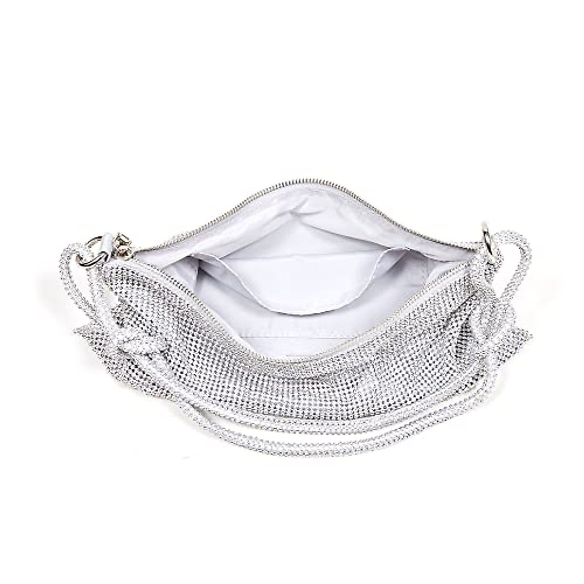 Women Rhinestone Handbag Chic Evening Purse Shiny Hobo bags Silver