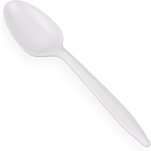 Pantry Value [400 Count] Lightweight White Plastic Tea Spoons - Disposable Cutlery for Parties, Events, and Dinner (Formerly Comfy Package)