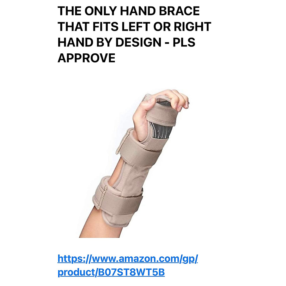 Rewind With Nature Stroke Resting Hand Splint Night Immobilizer Muscle Atrophy Brace Hands, Wrists, Fingers Fits Left, Right