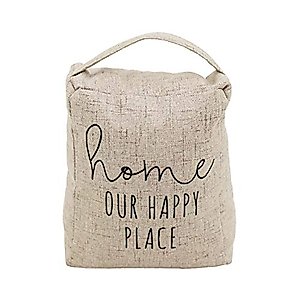 Home Our Happy Place Door Stop with Handle|Decorative Weighted Fabric Door Stopper for Bedroom, Living Room, Exterior Doors