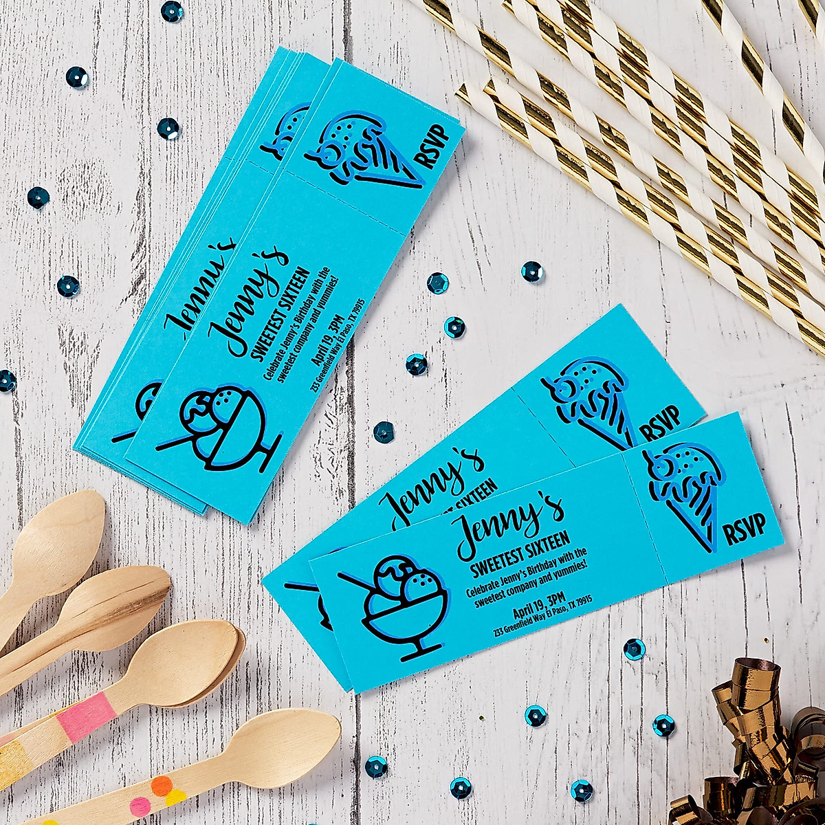 Avery Printable Tickets, Bright Blue Colored Cardstock, 1.75" x 5.5", Laser/Inkjet, 250 Tickets (16436)