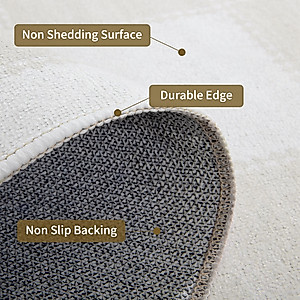 HOMBYS 8x10 ft Checkered Modern Area Rug for Living Room Bedroom, Large Neutral Plaid Floor Carpet for Indoor Dining Room Office, Farmhouse Home Deco, Khaki, Machine Washable