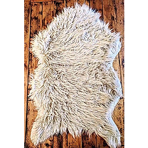 Soft Faux Sheepskin Lamb Fur Chair Cover, Seat Cover, Area Rug, Mat, Baby Blanket, 2 x 3 Feet - Natural (Oatmeal, Beige, Tan,
