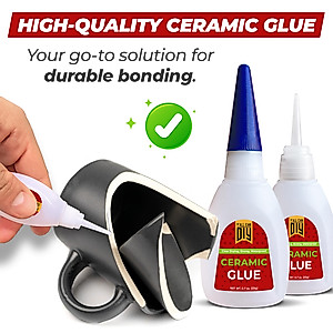 Y'allCanDiy Waterproof Ceramic Glue - Temperature Resistant Ceramic CA Glue Repair for Pottery, No Smell After Cure. Best Cyanoacrylate Based Adhesive for China and Porcelain