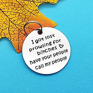 Funny Pet Tag Dog Collar Tag Dog Cat Pet ID Tag Pet Owner Gift I Got Lost Prowling Have Your People Call My People Keychain Puppy ID Tag for Dog Cats Owner