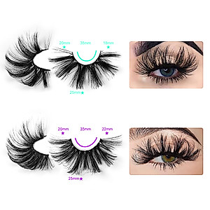 False Eyelashes Mink Lashes 25mm Long Eye Lashes Pack Dramatic 6D Wispy Thick Volume Fake Eyelashes by Geeneiya (2 Styles Mixed)