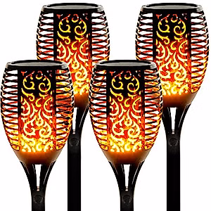 Walensee Solar Lights Outdoor Upgraded 43"(4 PACK) 96 LED Waterproof Flickering Flames Torch Lights Outdoor Solar Spotlights Landscape Decoration Lighting Dusk to Dawn Auto On/Off Security Torch Light