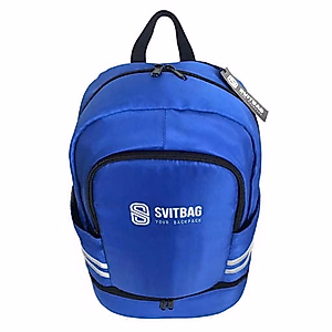Svitbag Blue Large Waterproof Sports Backpack 35.5L Capacity Polyester Fabric Reflective Side Stripes, Multiple Compartments, Laptop and Phone Pockets - Best for Gym