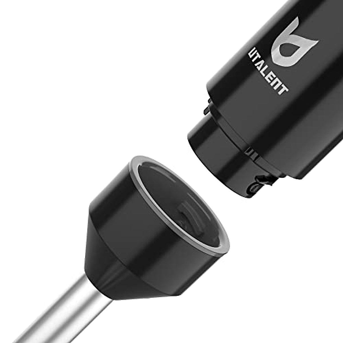 Cordless Hand Blender, UTALENT Variable Speed Immersion Blender Rechargeable, with Fast Charger, 500ml Chopper, 600ml container, Egg Whisk, for Smoothies, Baby Food and Soups – Black