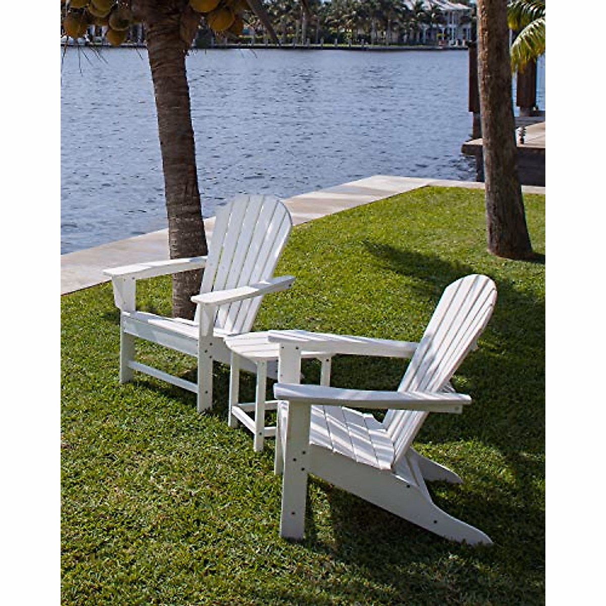 POLYWOOD South Beach 3-Piece Adirondack Chair Set with Side Table