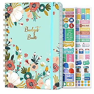 Budget Planner - Budget Book, 12 Month Financial Organizer, Expense Tracker, Undated Finance Planner & Bill Organizer, 8.3" x 6.2" Monthly Budget Book, Account Book, Start Anytime, Inner Pocket, Stickers