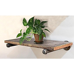 Diwhy 20" Industrial Pipe Shelves,Wall Mounted Metal Pipe Wood Shelf, Rustic Wall Shelf with Towel Bar,Towel Racks for Bathroom,Rustic Pipe Ladder Bookshelf Bookcase,DIY Open Pipe Shelving(1 Tier)