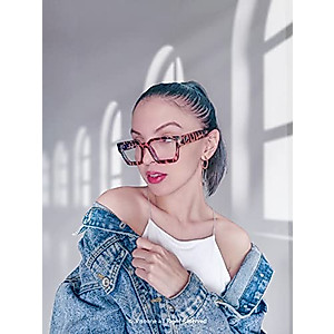 VISOONE Blue Light Blocking Glasses with TR90 Rectangle Frame and Chic Preppy Look for Women Men RIVER