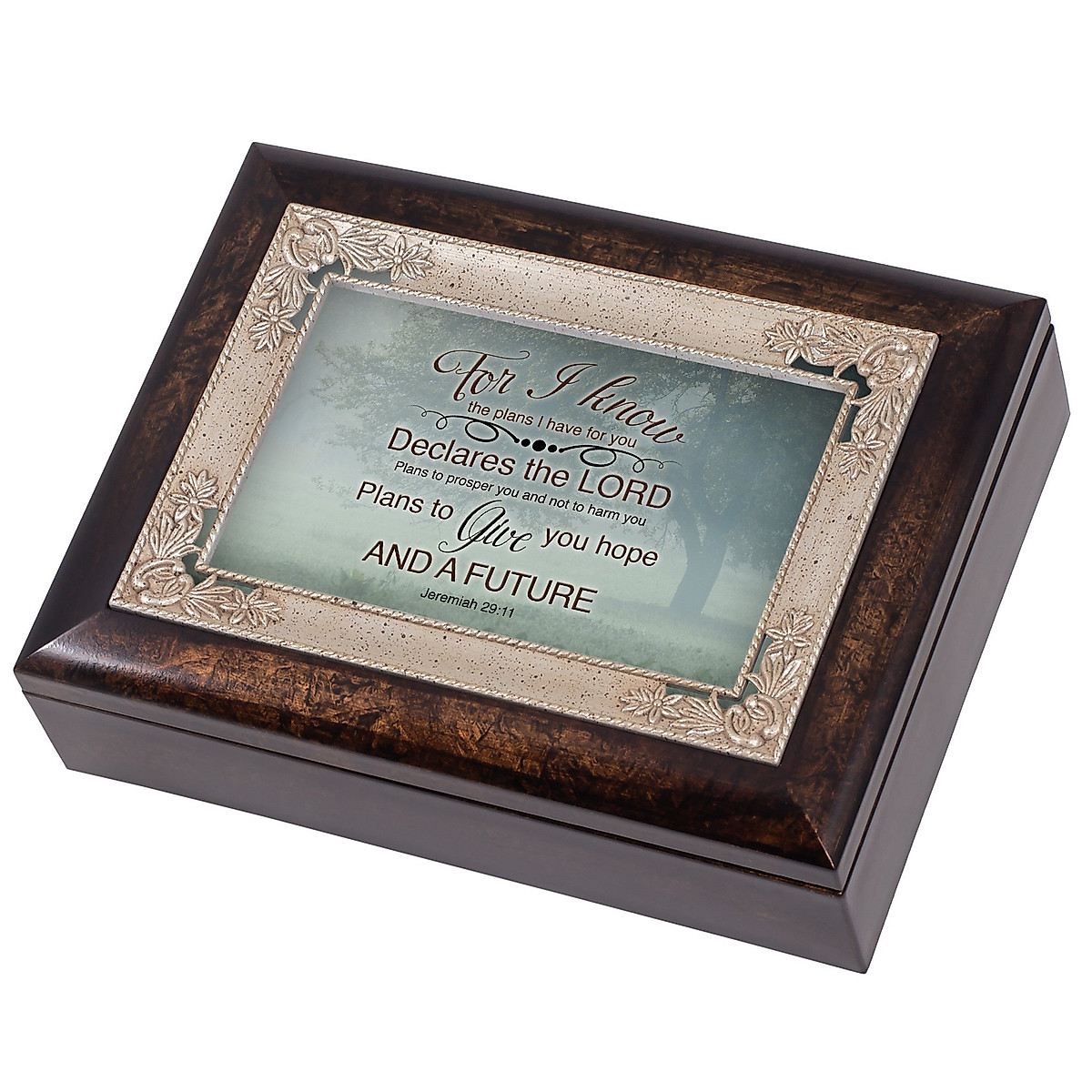 Cottage Garden Misty Meadow Tree Italian Design Jewelry Music Box Plays Amazing Grace