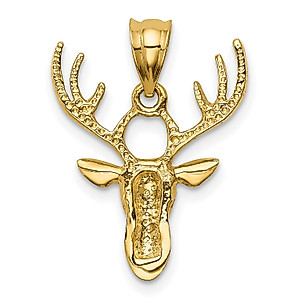 Jewelry Stores Network 14k Yellow Gold Polished Deer Head And Antlers Pendant 20 mm x 18 mm