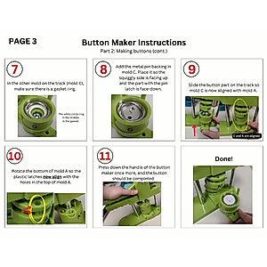 Button Maker Machine 75mm, 3-inch Green Badge Pin Press Button Making Kit with 400Pcs Free Blank Round Button Parts Metal Pin Back & Picture Paper & Plastic Mylar & Cutter, for DIY Keepsake Gift